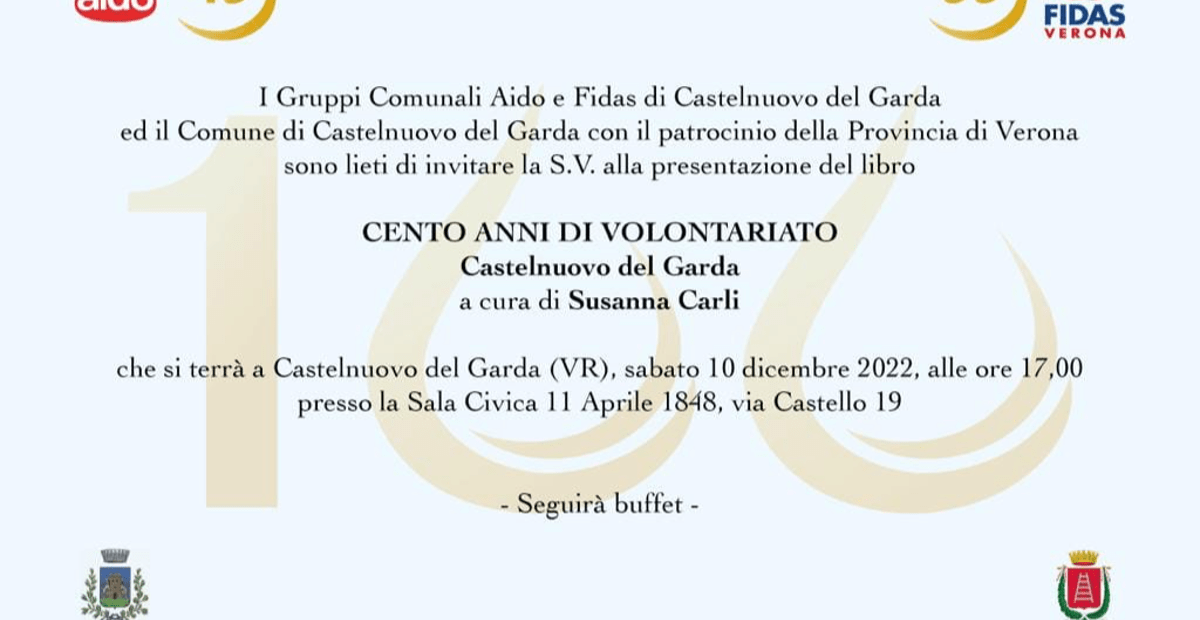 Aido e Fidas “100 anni di volontariato”: presentazione del libro a ...