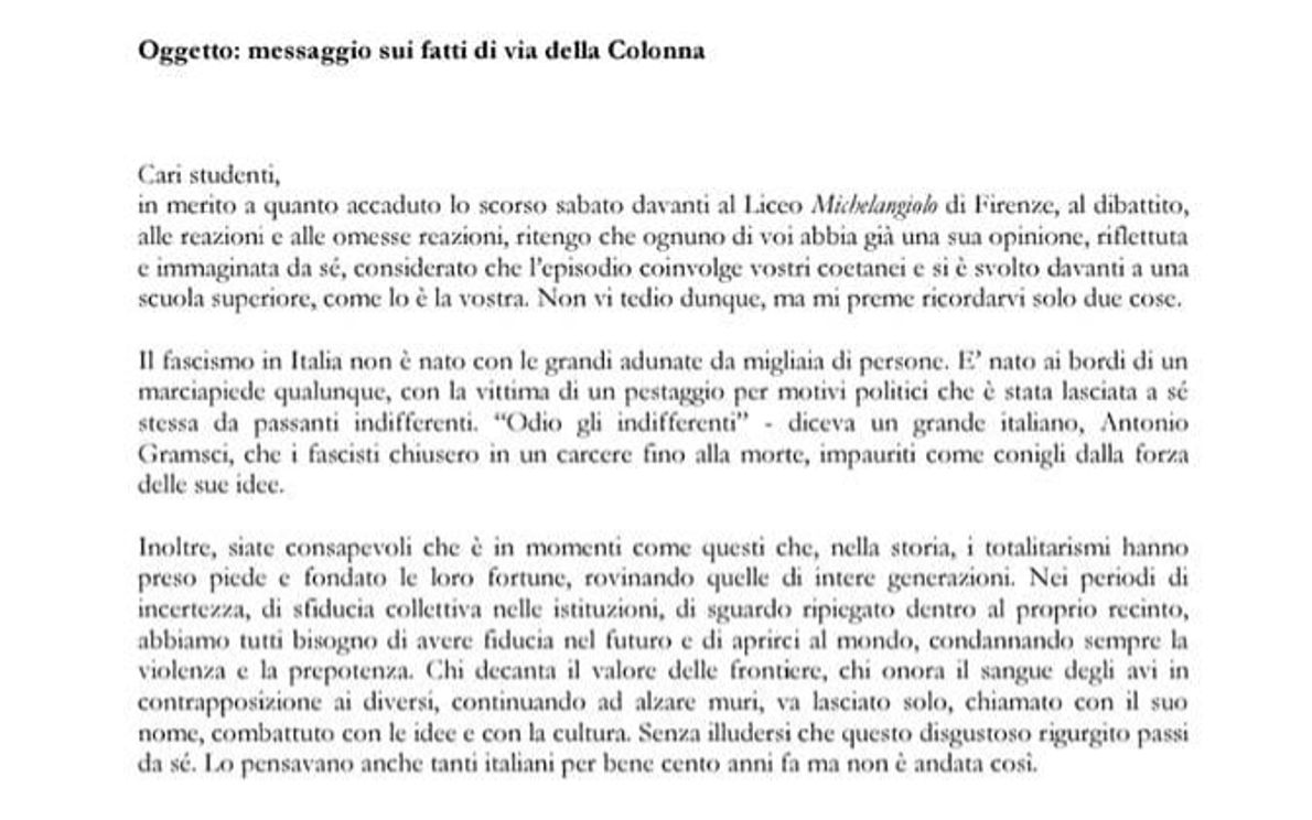 Scontri A Scuola La Lettera Della Preside Di Firenze Esposta Anche A